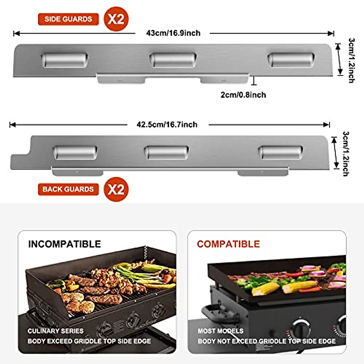 Demao Wind Guard for Blackstone Griddle 36 Inch,Stainless Steel Magnetic Wind Guard,Grill Accessories for Outdoor Cooking,Compatible with Rear Grease Cup, Hood and Side Shelf.