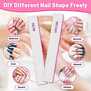 25pcs Nail Files 80 Grit, BLESWIN 80/80 Grit Nail Files, Jumbo Nail Files for Acrylic Nail, Double-Sided Emery Board Nail Filer for Manicure, Pedicure, and Acrylic Nails