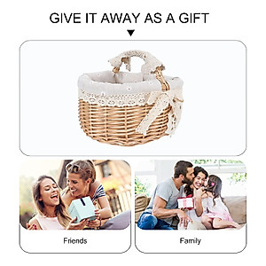 generic Wicker Woven Basket Multipurpose Basket with Handle Linen Cotton Cloth Lining for Storage and Decorations