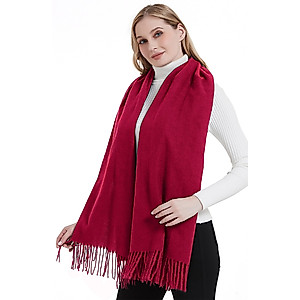 Landisun Scarf for Women Women Winter Scarf-Shawl Wraps Christmas Scarf Winter Scarf for Women Bridesmaid Wedding Bridal Scarf-Burgundy