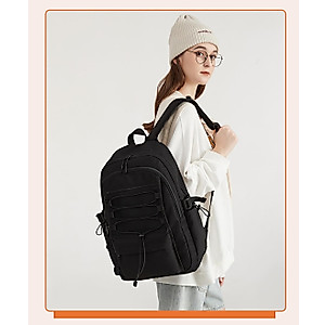 Lmeison Backpack for Girls School Backpacks for Teen Women College Bookbag Waterproof School Bag for Middle School High School Unisex Laptop Backpack Travel Daypack for Work, Black