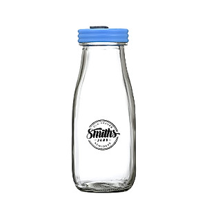 Smiths Mason Jars Set of 9 Mini Glass Milk Bottles 300ml Splash Proof Lids and Reusable Drinking Straws for Kids | General Use Kids Home