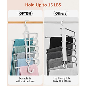 Upgraded 3 Pack Pants Hangers Space Saving, Non Slip Pants Organizer for Closet, 5 Tier Jean Hangers, Multi Hangers Space Saving Closet Organizers for Trousers Scarves