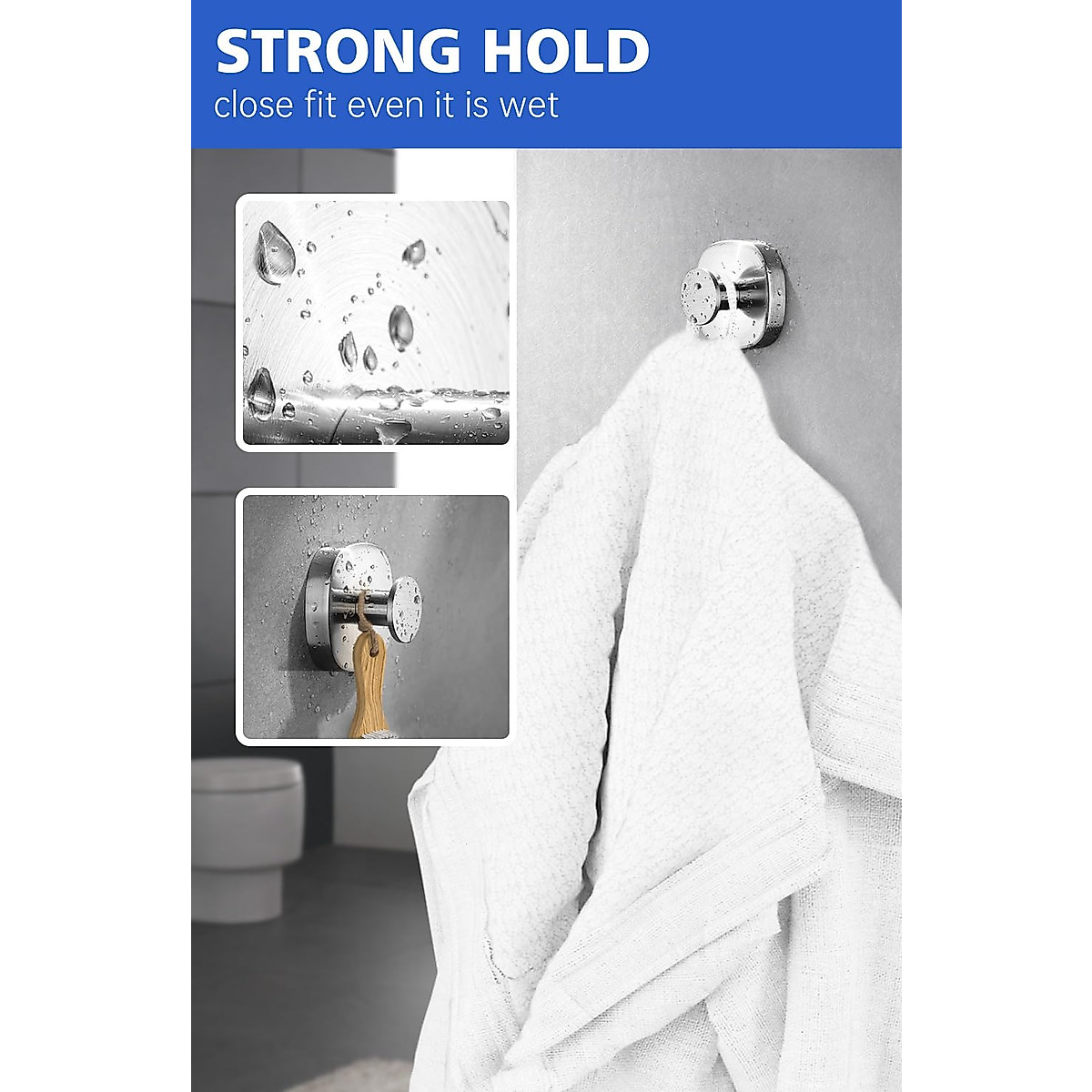 4 Pcs Suction Cup Hooks for Shower, No Drill Suction Cup Towel Hook Shower Hooks for Inside Shower, Stainless Steel Shower Hooks for Towel, Bathrobe and Loofah, 11.02 Lbs Towel Hooks