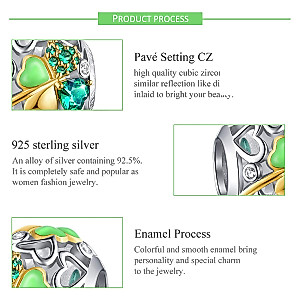 FOREVER QUEEN Lucky Clover Charm Bead 5A Cubic Zirconia 925 Sterling Silver Charms Pendant for Bracelets and Necklace for Women with Elegant Gift Box