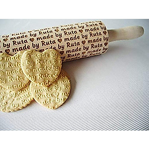PERSONALIZED EMBOSSING ROLLING PIN WOODEN LAZER ENGRAVED for EMBOSSED COOKIES CUSTOM ENGRAVED LOGO UNIQUE GIFT