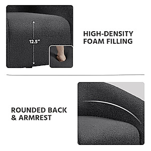 Yaheetech Accent Chairs Set of 2, Furry Living Room Chairs, Sherpa Barrel Chairs with Cozy Soft Padded, Boucle Fabric Armchais for Living Room Bedroom Reception Room Office, Dark Gray