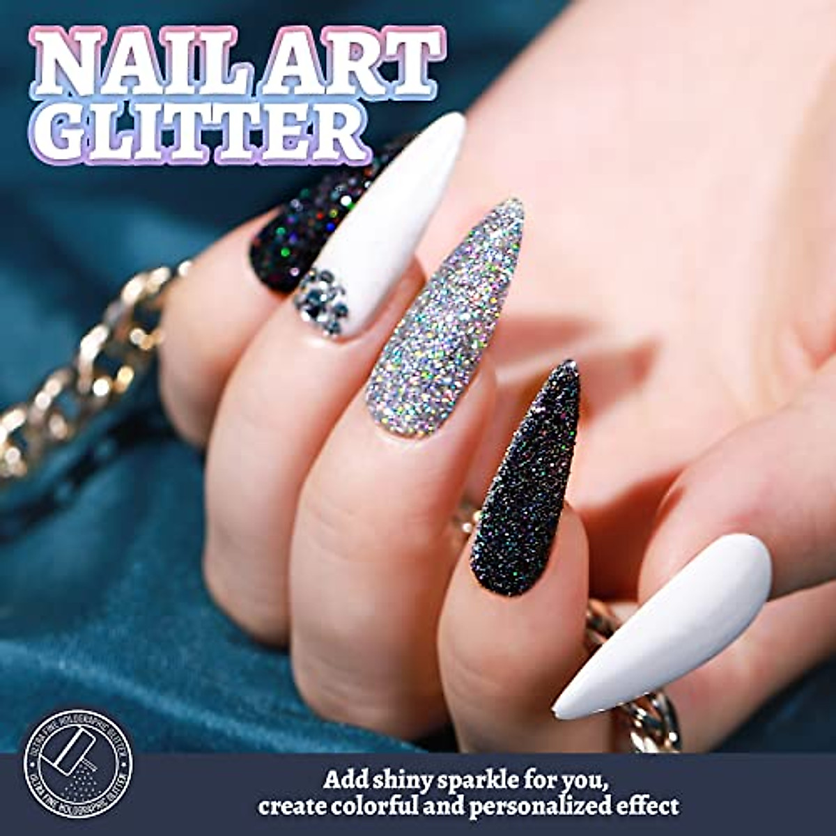 Holographic Ultra Fine Glitter, 180G/6.35OZ Resin Glitter Powder Sequins Flakes, 1/128" Metallic Iridescent Glitter for Resin Tumblers Art Crafts, Hair Face Body Nail Glitter, LEOBRO Silver Glitter