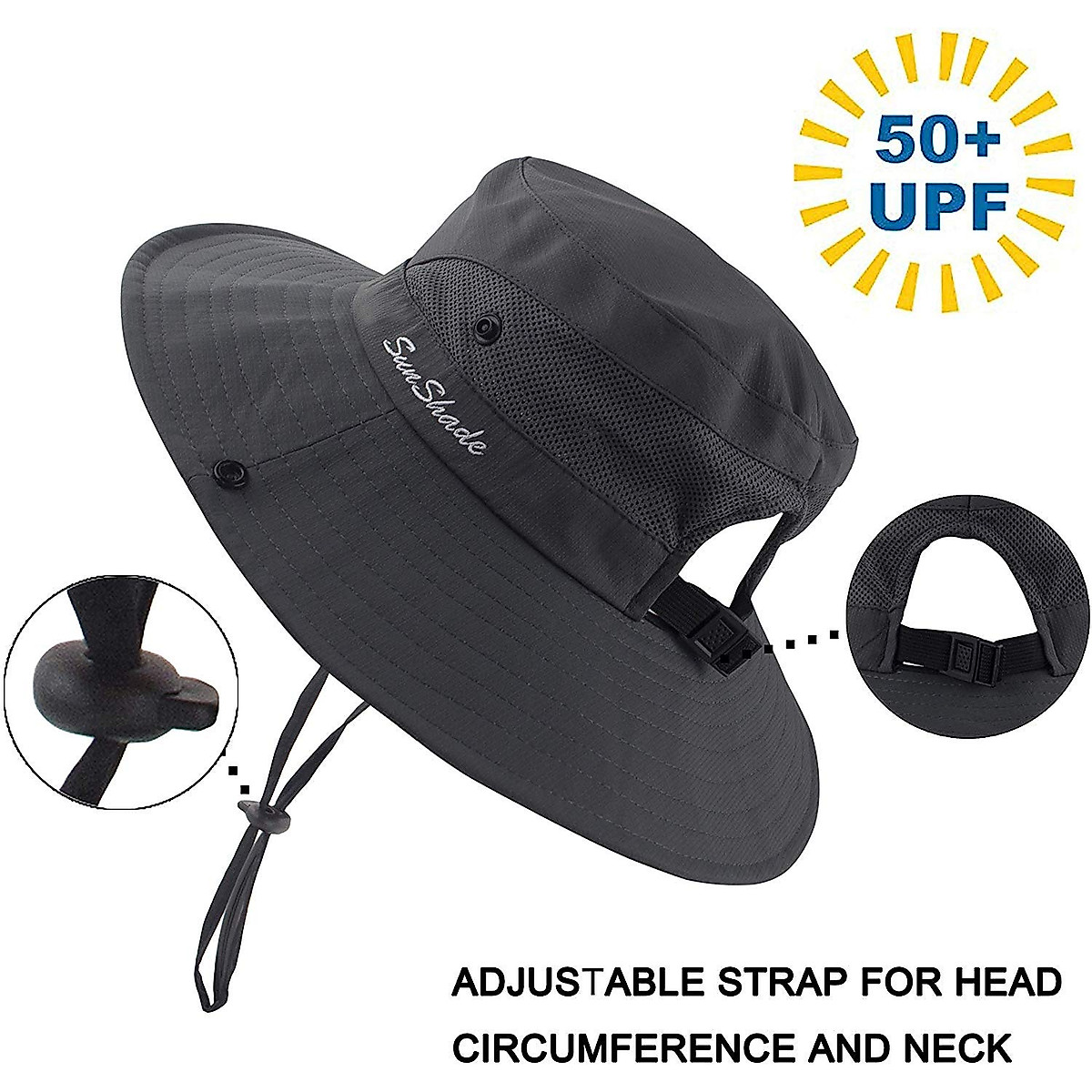 PanPacSight Women Ponytail Sun Hat UV Protection Fishing Hats Sunshade Packable Bucket Outdoor Hiking Gardening Boonie