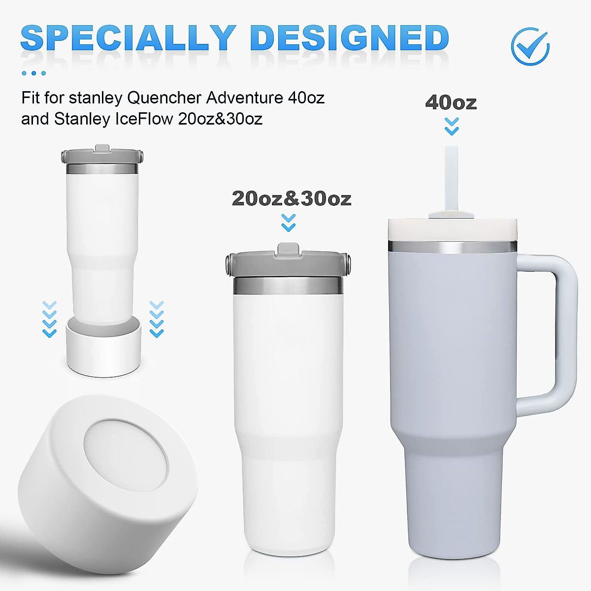 Silicone Bumper Boot 2pcs for Stanley Quencher H2.0 40oz 30oz&IceFlow Flip Tumblers 20oz 30oz,Protective Cup Bottom Sleeve Cover,Stanley Cup Accessories (Orange)