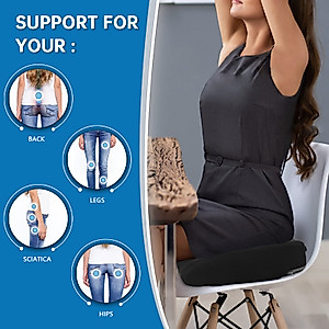 YOUFI Thick Memory Foam & Gel Seat Cushion, 18"X16"X4" Large Chair Cushion for Wheelchair Mobility Scooters, with Non-Slip Bottom and Carry Handle (Black)