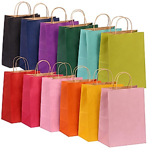 Moretoes 36pcs Paper Gift Bags with Handles Bulk, 7.5"x 4.7"x 10.2" Party Favor Bags, Medium Goodie Bags for Kids Birthday, Baby Shower, Crafts, Christmas Party Supplies (12 Colors)