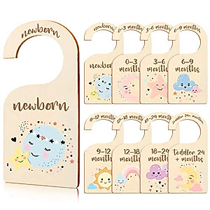 Baby Closet Dividers, 8 Pcs Double-Sided Wooden Baby Clothes Organizer from Newborn to 24 Month, Baby Clothes Dividers for Baby Room, Nursery, Daycare Wardrobe