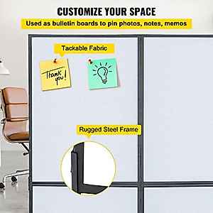 VEVOR Acoustic Room Divider 72" x 66" Office Partition Panel 3 Pack Office Divider Wall Cool Gray Office Dividers Partition Wall Polyester & 45 Steel Cubicle Wall Reduce Noise and Visual Distractions