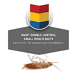 Raid Double Control Small Roach Baits, Child Resistant, For Indoor Use, Kills Roaches for 3 Months, 12 Count