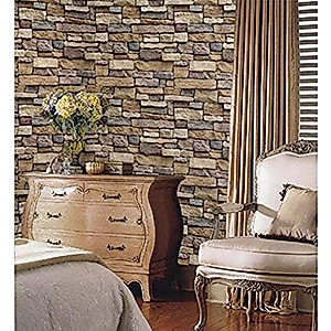 Yancorp 10ft Peel and Stick Wallpaper Stone Brick Contact Paper Waterproof Wall Paper Self-Adhesive Backsplash Decorative Wallpaper Wall Covering