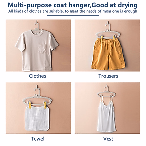 Truelux 10 Pack Baby Hangers for Nursery Closet with 10 Multiple Clips(Blue),Non-Slip Extendable Kids Hangers for Infant Toddler,Space Saving Plastic Childrens Clothes Hangers for Boy Girl