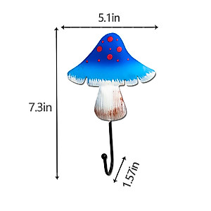 Snnshun 3 Pcs mushroom Coat Hooks, Towel Wall Hooks Hanging, Room Wall Decoration Creative Sticky Hooks, Cute Iron Hook for Hanging Hats, Coats, Scarves, Bags, Keys