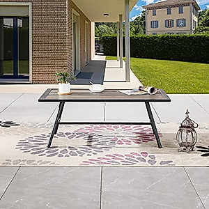 LOKATSE HOME Rectangle Metal Patio Coffee Table All-Weather Outdoor Furniture for Deck Poolside Garden, Black