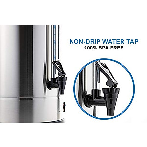 SYBO 2022 UPGRADE SR-CP-50B Commercial Grade Stainless Steel Percolate Coffee Maker Hot Water Urn for Catering, 50-Cup 8 L, Metallic