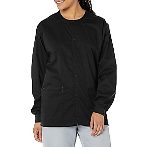 WonderWink Plus-Size Snap Front Jacket Outerwear, Black, 3X-Large