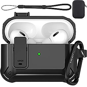 Valkit Compatible Airpods Pro 2nd/1st Generation Case Cover with Lock, Military AirPod Pro 2 Case with Keychain & Lanyard Cool Shockproof Protective Case for AirPod Pro 2nd/1st Gen(2023/2022/2019)