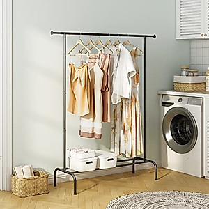Gewudraw Clothes Rack, Metal Clothing Garment Rack, Extendable Freestanding Closet Wardrobe Rack Simple Clothing Organizer for Hanging Clothes
