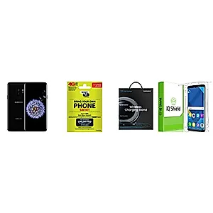 Straight Talk Samsung Galaxy S9 Plus Black 64GB SM-G965U Includes A BYOD CDMA Kit & A Wireless Charging Stand by Samsung & A IQ Shield Full Body Screen Protector Applied Bundle