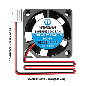 WINSINN DC 20mm Fan 5V 2010 Hydraulic Bearing Brushless Cooling 20mmx10mm 2PIN (Pack of 2Pcs)