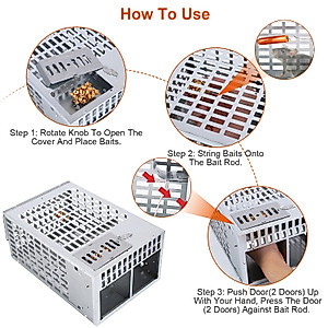 Moclever Humane Rat Trap Live Rat Traps Reusable Metal Rat Rodent Cage Catch Release Continuous Capture Trap 2 Doors Indoor Outdoor Pet Children Safe-11.4 * 7.4 * 5.1in
