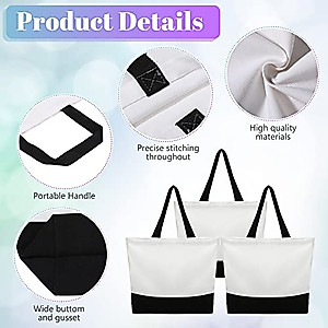 16 Pack Canvas Tote Bag and Makeup Bag Blank Plain Canvas Bag Large Reusable Grocery Bags Shopping Cloth Bags with Handles DIY Craft Bag Canvas with Zipper Cosmetic Bag