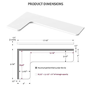 TileWare Products Corner Shelf for Bathroom Shower & Tub - Floating Tile Wall Mount Shelves and Organizer Stand for Shampoo and Other Bathtub Accessories, Acrylic - Bright White