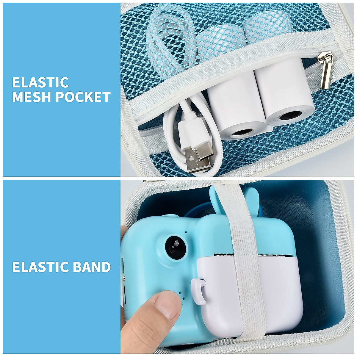 PAIYULE Kid Camera Case Compatible with Instant Camera for Kids Digital Video Cameras Storage Holder Bag for Girls Toddler Camera And Print Paper(Box Only) (Blue)