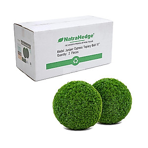 NatraHedge Artificial Topiary Ball Set - Faux Foliage Balls for Garden, Wedding, Home Décor, and Backyard (15" x 15", Juniper Cypress - 2 Pack)
