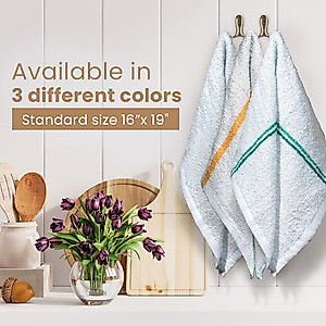 Ashley 60 Pack White Bar Towels for Kitchen (Yellow Stripe), 16X19 in, 100% Cotton Kitchen Towels, Cleaning Towels for Housekeeping, Multipurpose Cleaning Rags, Absorbent Terry Dish Towels, Barmop