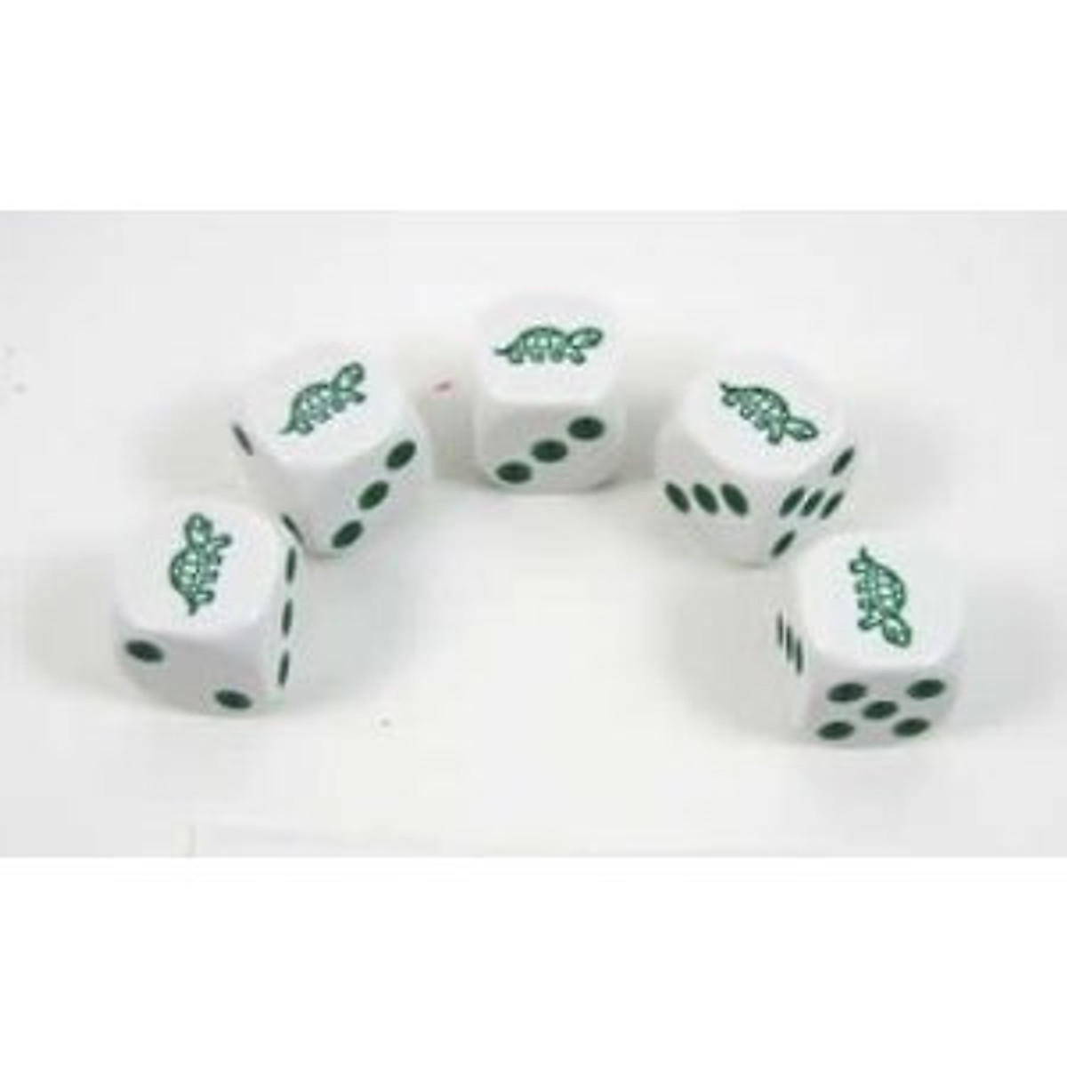 Koplow Games Turtle Dice Game White Opaque Dice with Green Pips D6 16mm (5/8in)