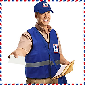 Hicarer Mailman Costume Adult Mail Carrier Costume Kit Halloween Costume for Adults Career Cosplay Halloween Postal Costume (Large)