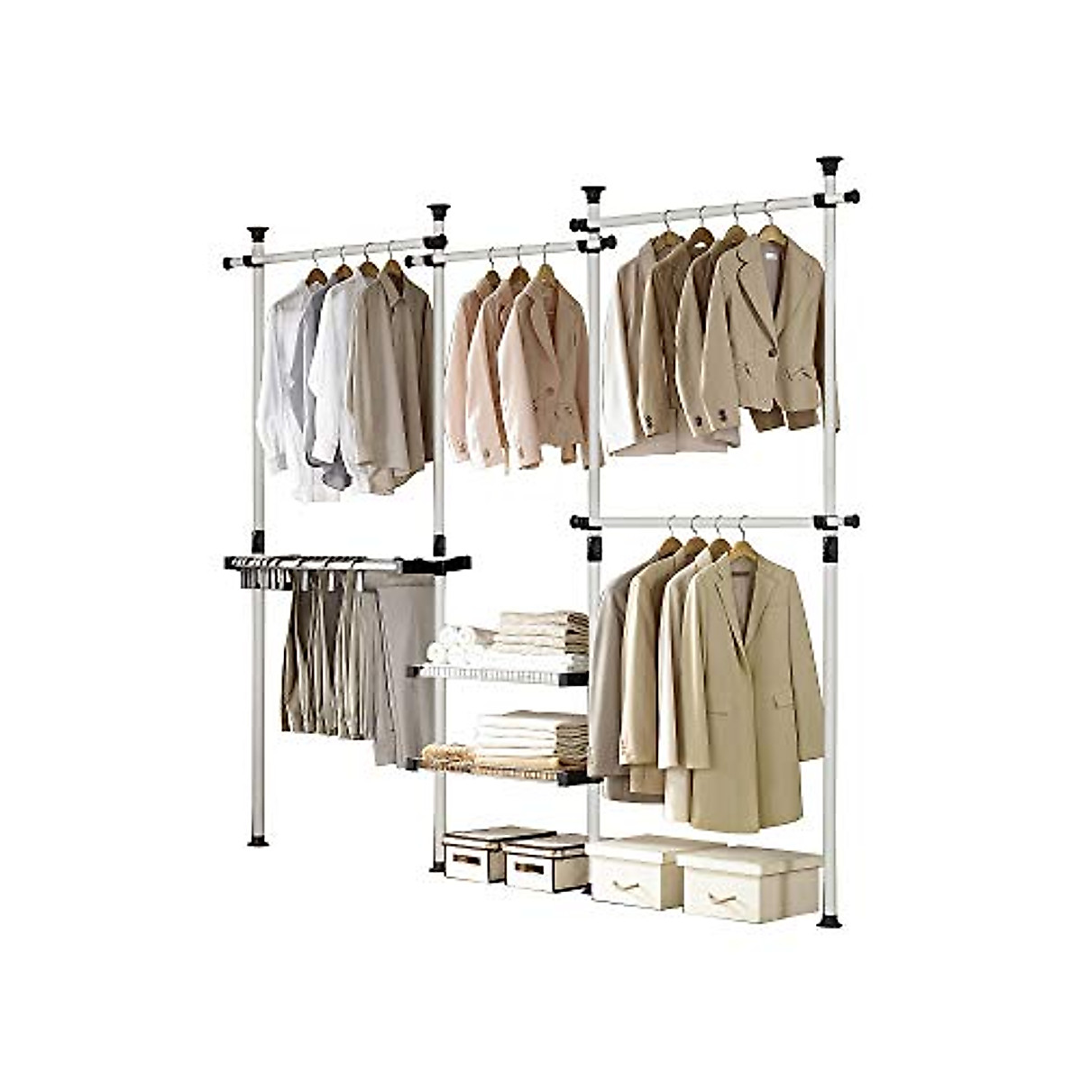 PRINCE HANGER, Deluxe Pants & Shelf Hanger, Clothing Rack, Clothes Organizer, Pants Hanger, Freestanding, Tension Rod, Closet system, Closet organizer, Clothes rack, Heavy Duty, PHUS-0052, Made in Korea