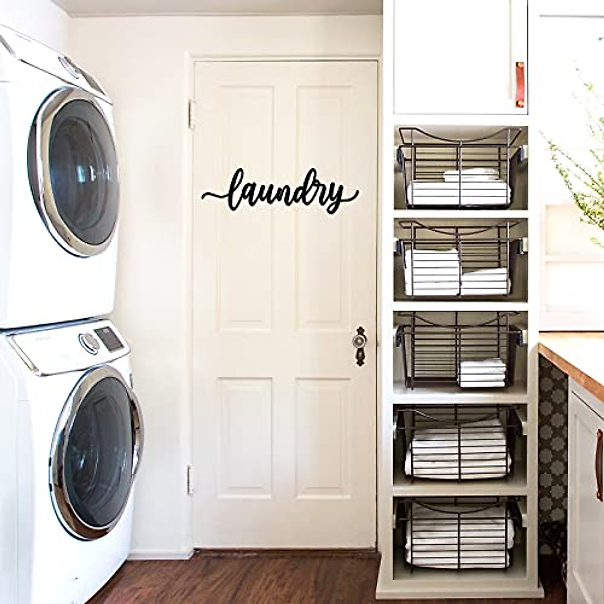 Laundry Room Décor Metal Wall Art Backdrop Decoration Rustic Laundry Room Signs Hanging Decor Black Handwritten Font Gift Ideas 4.8 X 16.9 Inches