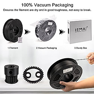IEMAI Carbon Fiber PLA 3D Printer Filament, Carbon Fiber Filament 1.75mm, PLA Filament Spool 1KG, Dimensional Accuracy +/- 0.02mm Black Filament for 3D Printer