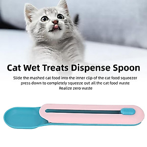 Cat Wet Treats Dispense Spoon, Treat Squeeze Spoon Cat Treat Dispenser Pet Liquid Snacks Feeder Spoon Squeezer for Cat Bar Treats(Pink)