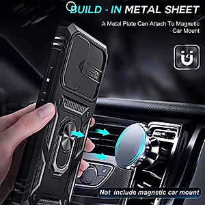 LeYi for Samsung Galaxy A53 5G Case with Slide Camera Cover + (2 Packs) Tempered Glass Screen Protector, 360 Full Body Military-Grade Phone Case with Kickstand, Black