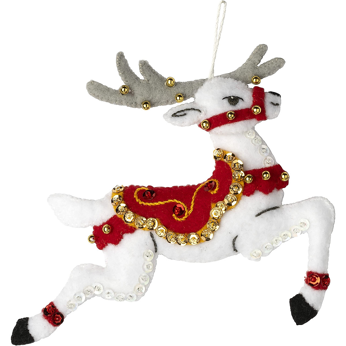 Bucilla Felt Applique 6 Piece Ornament Making Kit, Festive Reindeer, Perfect for DIY Arts and Crafts, 89299E