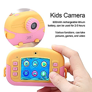 Kids Digital Camera, 600mAh Rechargeable Lithium Battery Multifuction Automatic Shutdown Camera for Kids for Kids Gifts for 4 Year Old Boy(Pink)