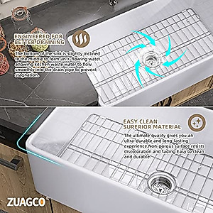 ZUAGCO White Farmhouse Sink 33 inch Fireclay Apron Front Farm Sink Large Capacity Deep Single Bowl Kitchen Sinks with Accessories Protective Bottom Grid and Strainer