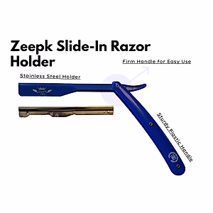 Barbero Cuchilla Barber Razor Navaja Straight Clean Shave Free Blades Salon Shaving Classic Stainless Steel (Blue Razor Holder)