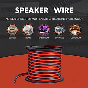 Askcable 12 Gauge 50 Feet Speaker Wire Cable 12AWG Speaker Wire 2 Conductors Wire Extension Cord Great Use for Car Speakers Stereos Home Theater Speakers Surround Sound Radio Black Red