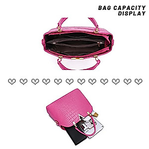 SHUIANGRAN Hot Pink Satchels for Women Womens Purses and Handbags Ladies PU Leather Top Handle Shoulder Tote Bags