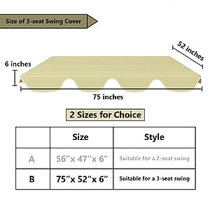 Patio Waterproof Swing Canopy Cover - 600D Oxford Tarp Outdoor Garden Swing Protective Replacement Top Tent (75"x 52"x 6")