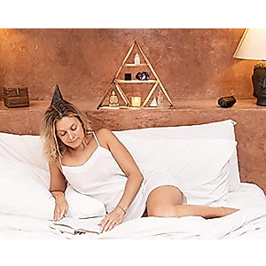 Triangle Shelf for Crystals and Healing Stones Display Floating Shelf, Large 19" Rustic Wood Wall Shelf or Tabletop Home Decor for Bedroom, Bathroom, Living Room, Office, Altar